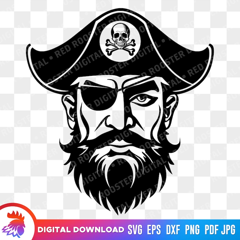 Pirate Svg, Pirate Face Svg, Bearded Pirate, Pirate With Eye Patch ...