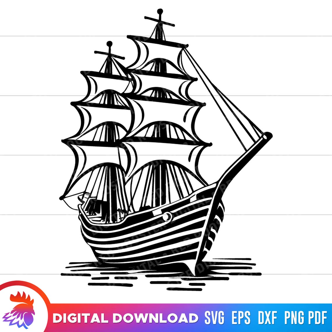 Pirate Ship Svg, Sail Boat Svg, the Mayflower Boat, Sailing Ship Svg ...