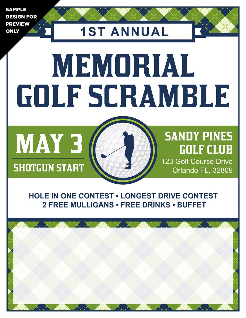 Golf Tournament Flyer Template, Blank Golf Tournament Background, Golf ...