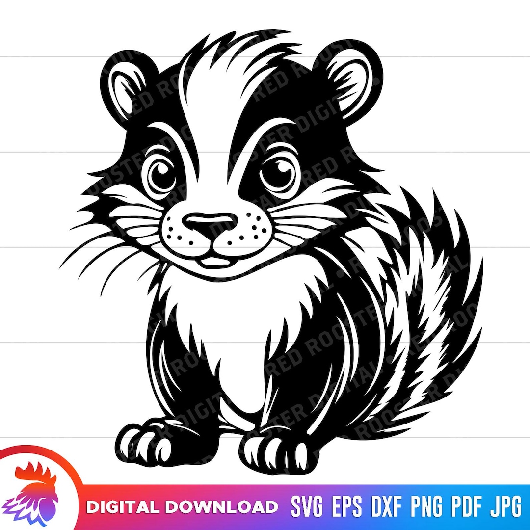Skunk Svg, Cartoon Skunk, Cute Cartoon Skunk, Skunk Laser Cut File ...
