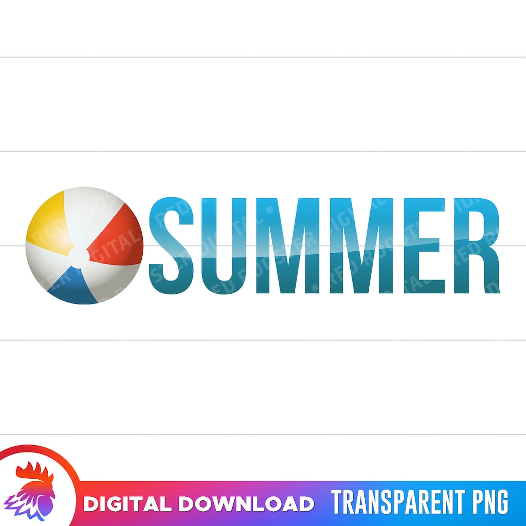 Summer Word PNG, Summer Clipart, Beach Ball Clipart, Digital Download ...