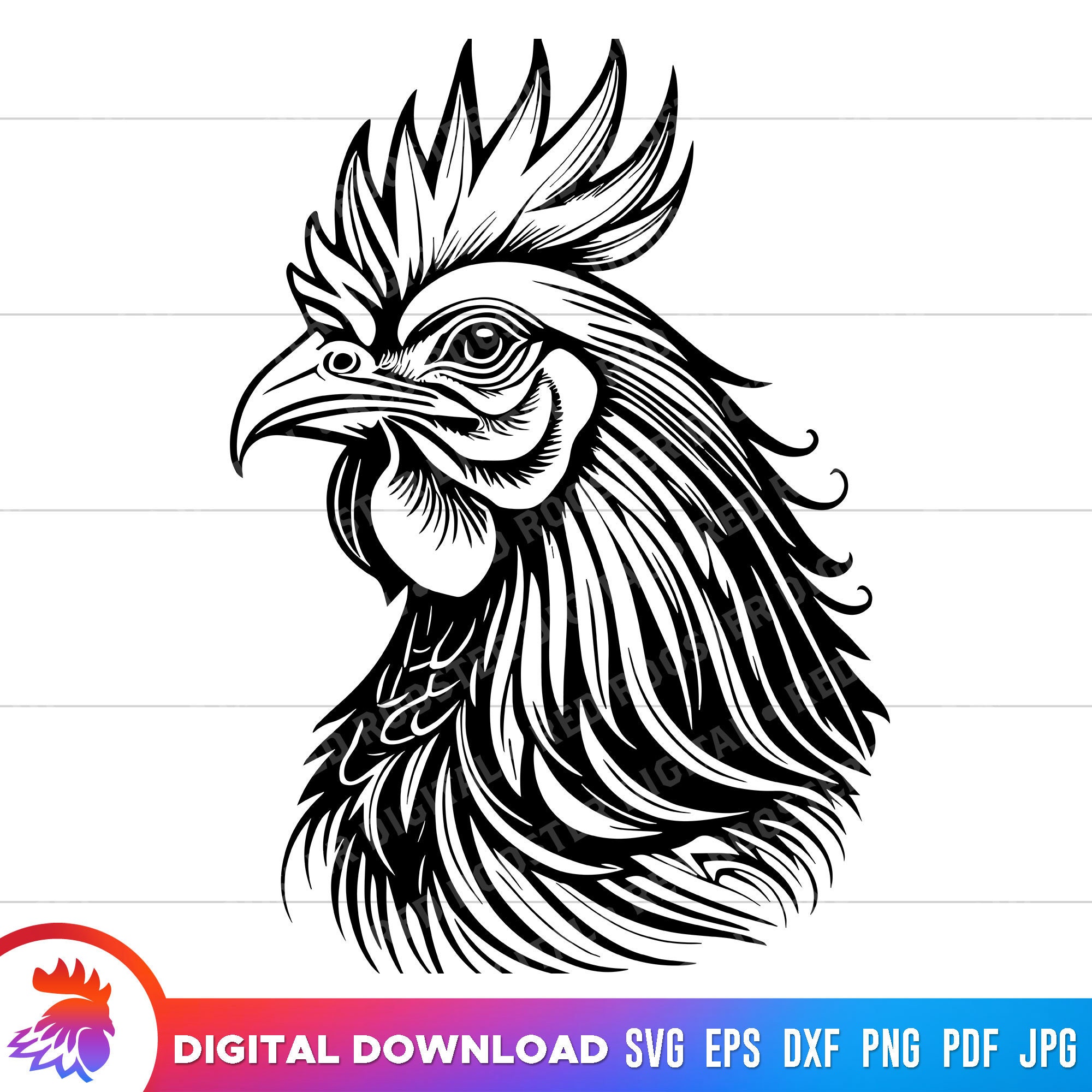 Rooster Svg, Rooster Cut File, Vintage Rooster Illustration, Rooster ...