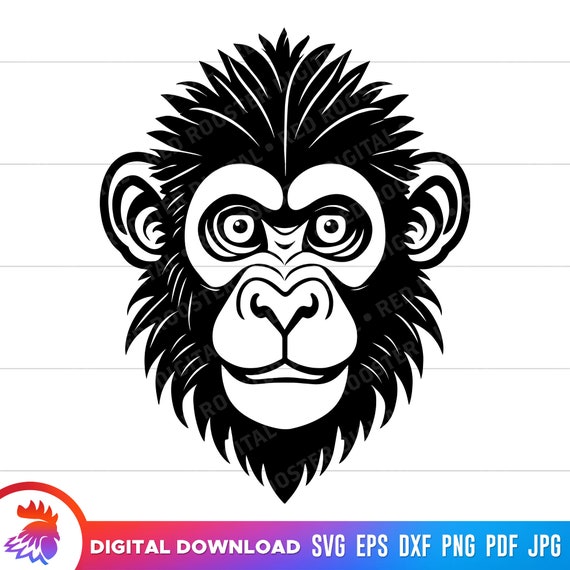 Affengesicht Clipart Schwarzweiß Umrissenes Süßes Affengesicht,