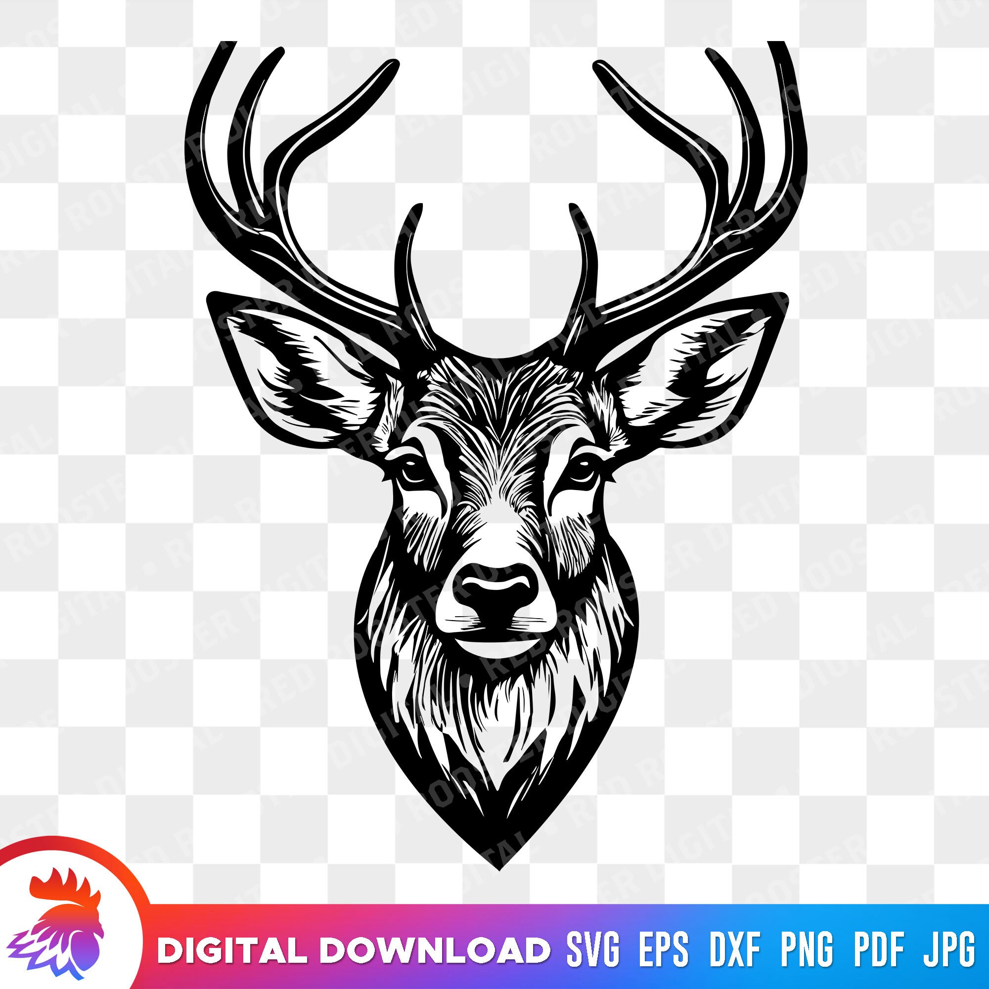 Deer Buck Svg, Whitetail Deer, Deer Head, Deer With Antlers, Cut File ...
