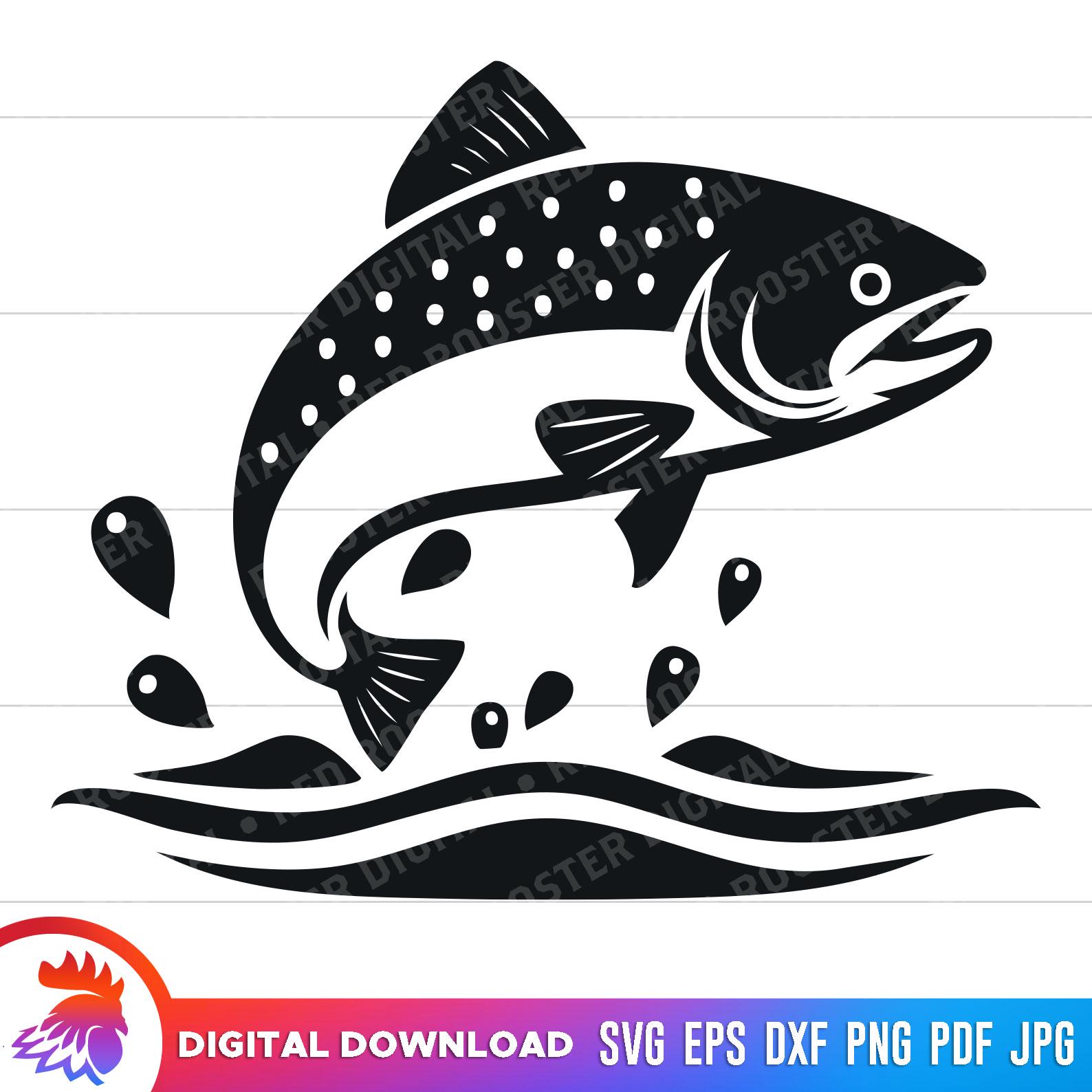 Rainbow Trout Svg, Trout Jumping, Trout Fishing, Trout Cut File, Trout ...