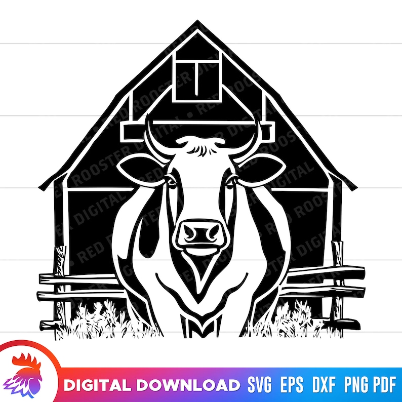 Cow in Barn, Barnyard Cow Svg, Cow on Farm Svg, Bull Cow, Steer Svg ...