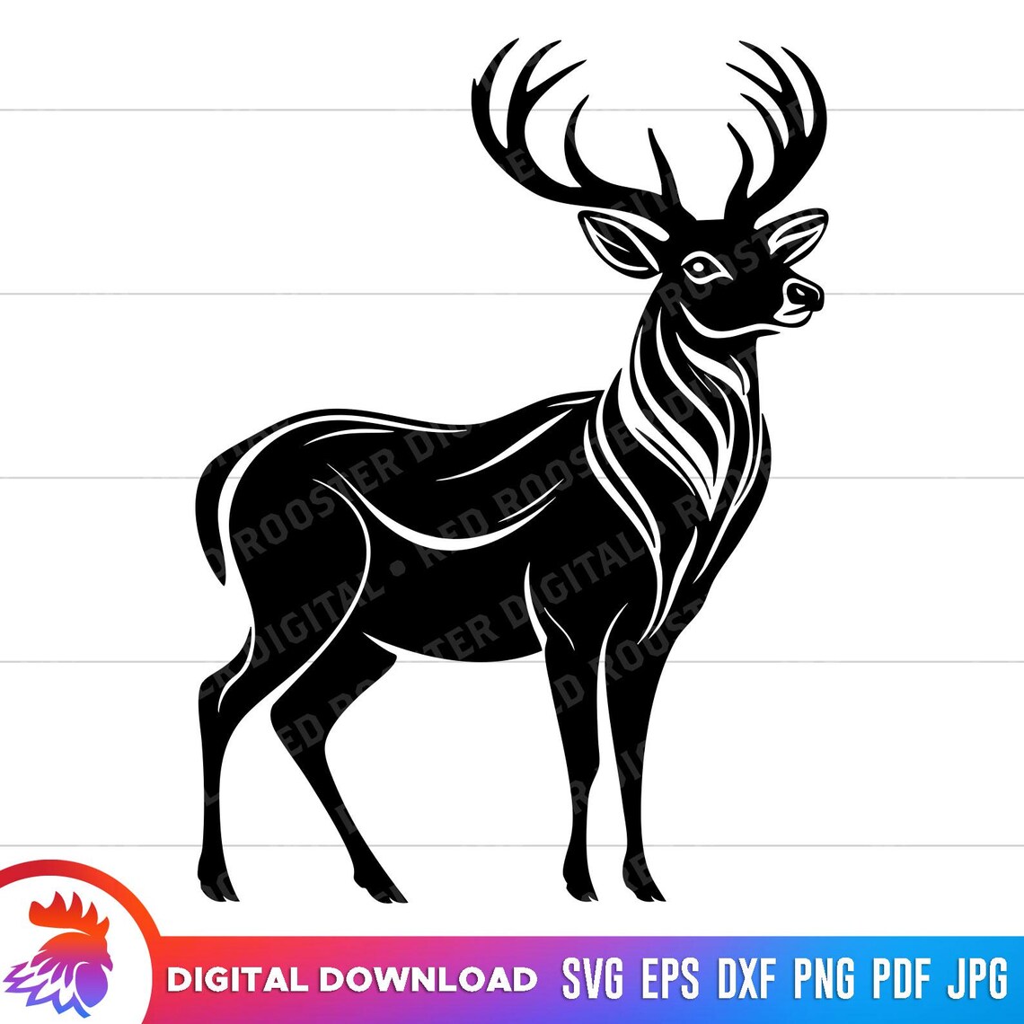 Deer Buck Silhouette, Whitetail Deer Svg, Buck Svg, Standing Buck, Svg ...