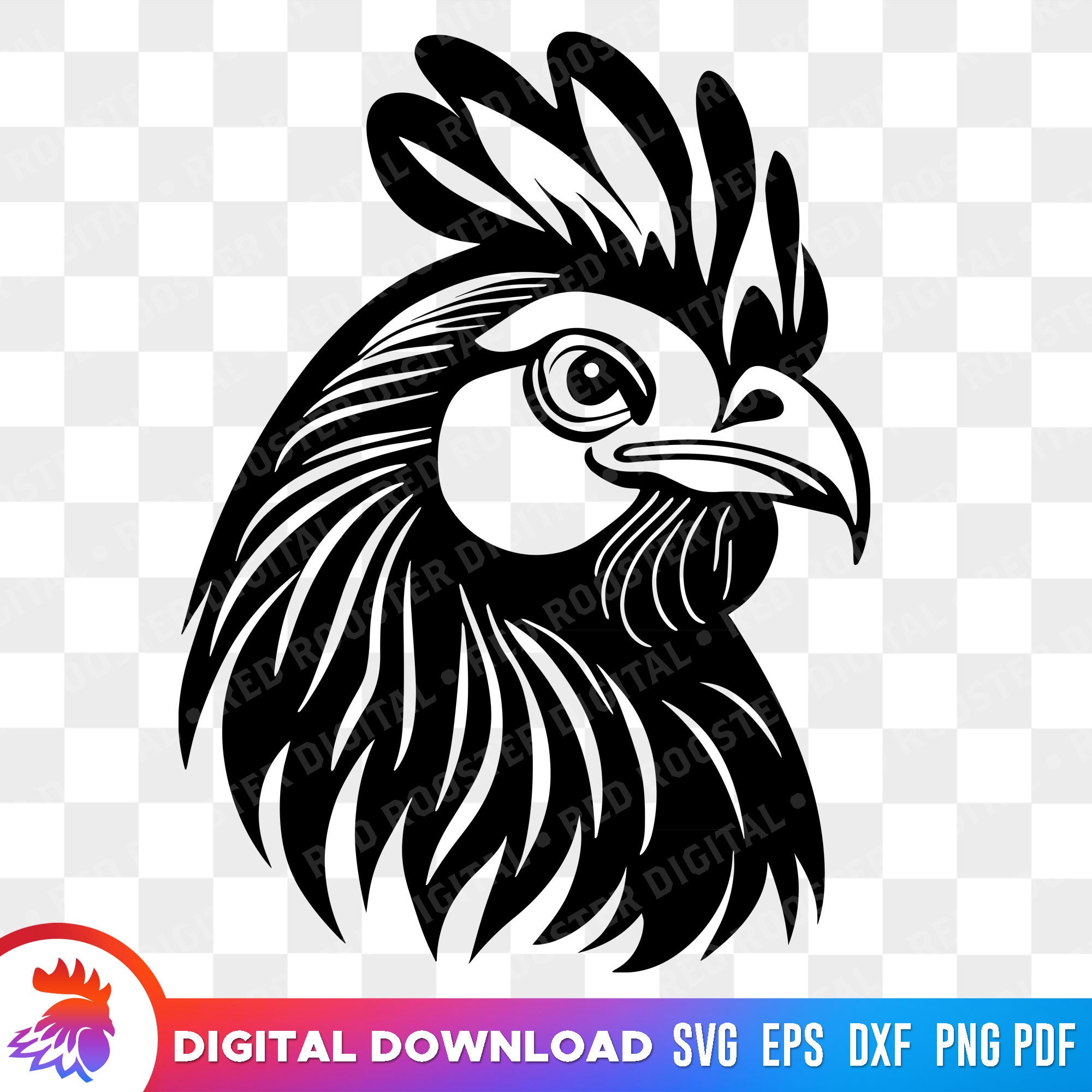 Rooster Head Svg, Rooster Face Svg, Rooster Cut File, Rooster Png ...
