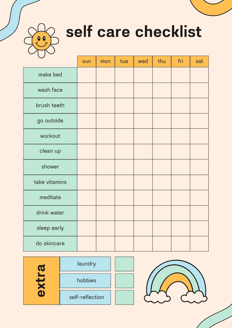 Self Care Planner, Self Care Checklist, Self Care for Women, Self Care ...
