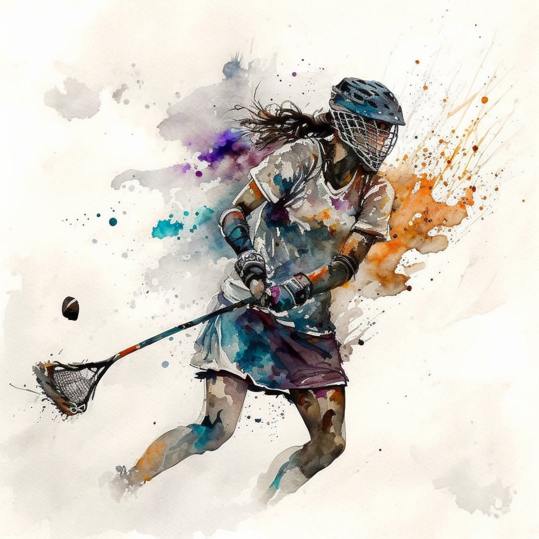 Female Lacrosse Player Digital Print, Watercolour Print, Instant ...