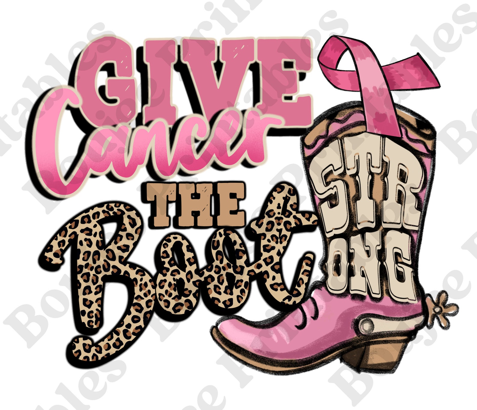 Give Cancer the Boot Png, Cowgirl Boot Breast Cancer Png, Breast Cancer ...
