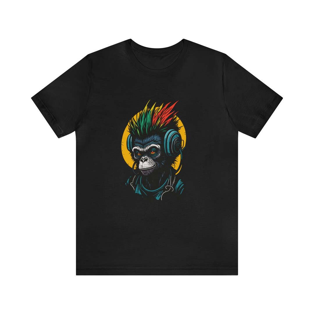 Punk Monkey With Headphones Edgy Animal Graphic Art Print - Etsy