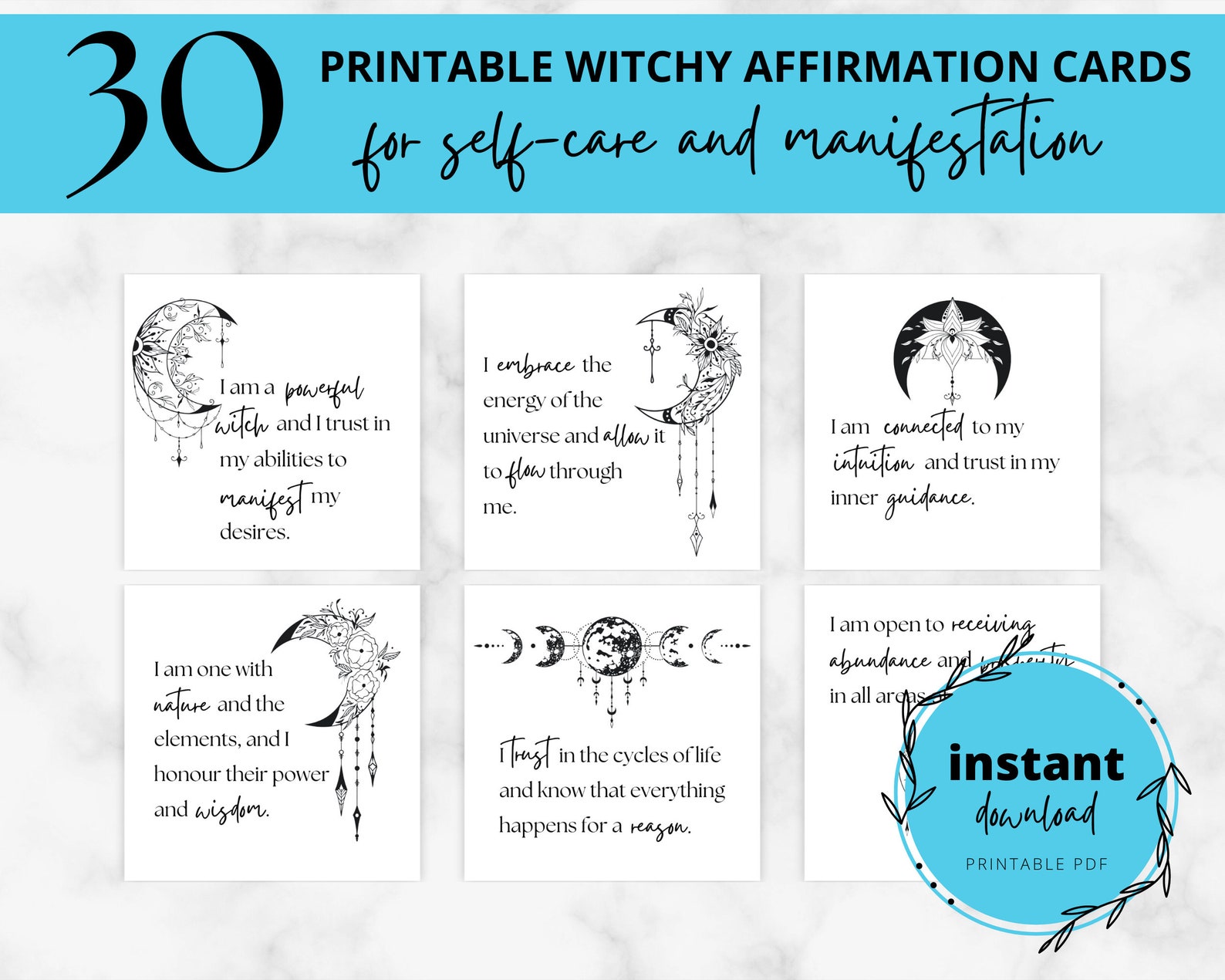 30 Printable Witchy Affirmation Cards for Self-care and Manifestation ...