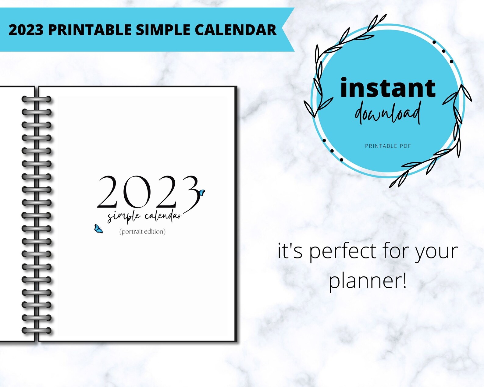 2023 Simple Printable Calendar Portrait Orientation - Etsy
