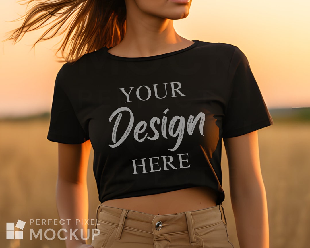 Bella Canvas 6681 Crop Top Tee Mockup 6681 Crop Top Black - Etsy