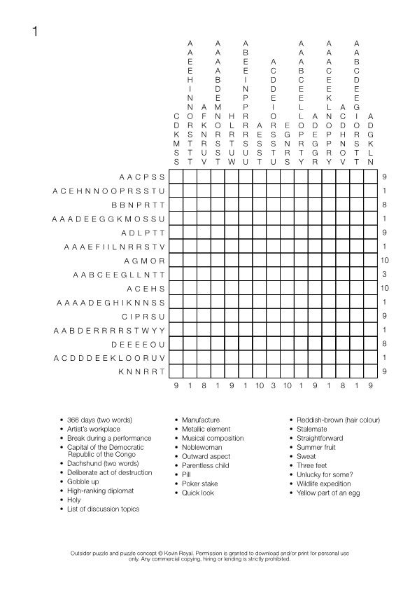Outsider Collection Volume 1, Outsider Puzzles, Outsiders, Crossword ...
