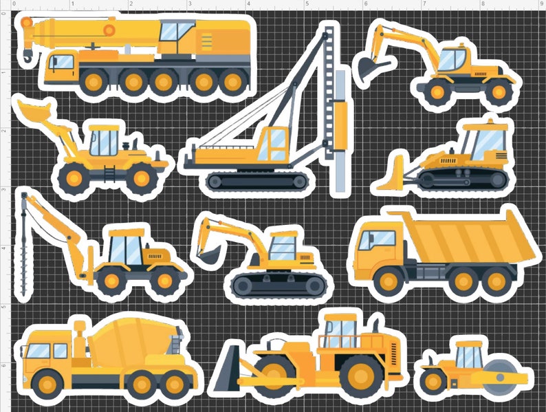 Construction Truck Stickers Waterproof No Mess Peel & Restick High ...