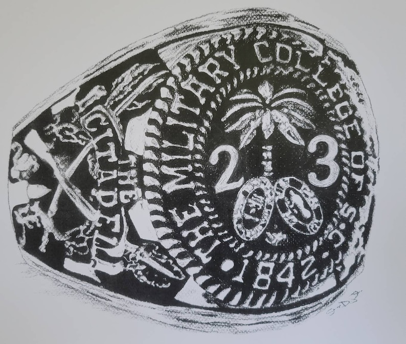 Citadel Ring Print - Black and White Print, Class Ring Print, Ring ...