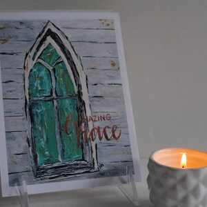 Stained Glass Window Notecard in Green - Greeting Card, Blank Card ...