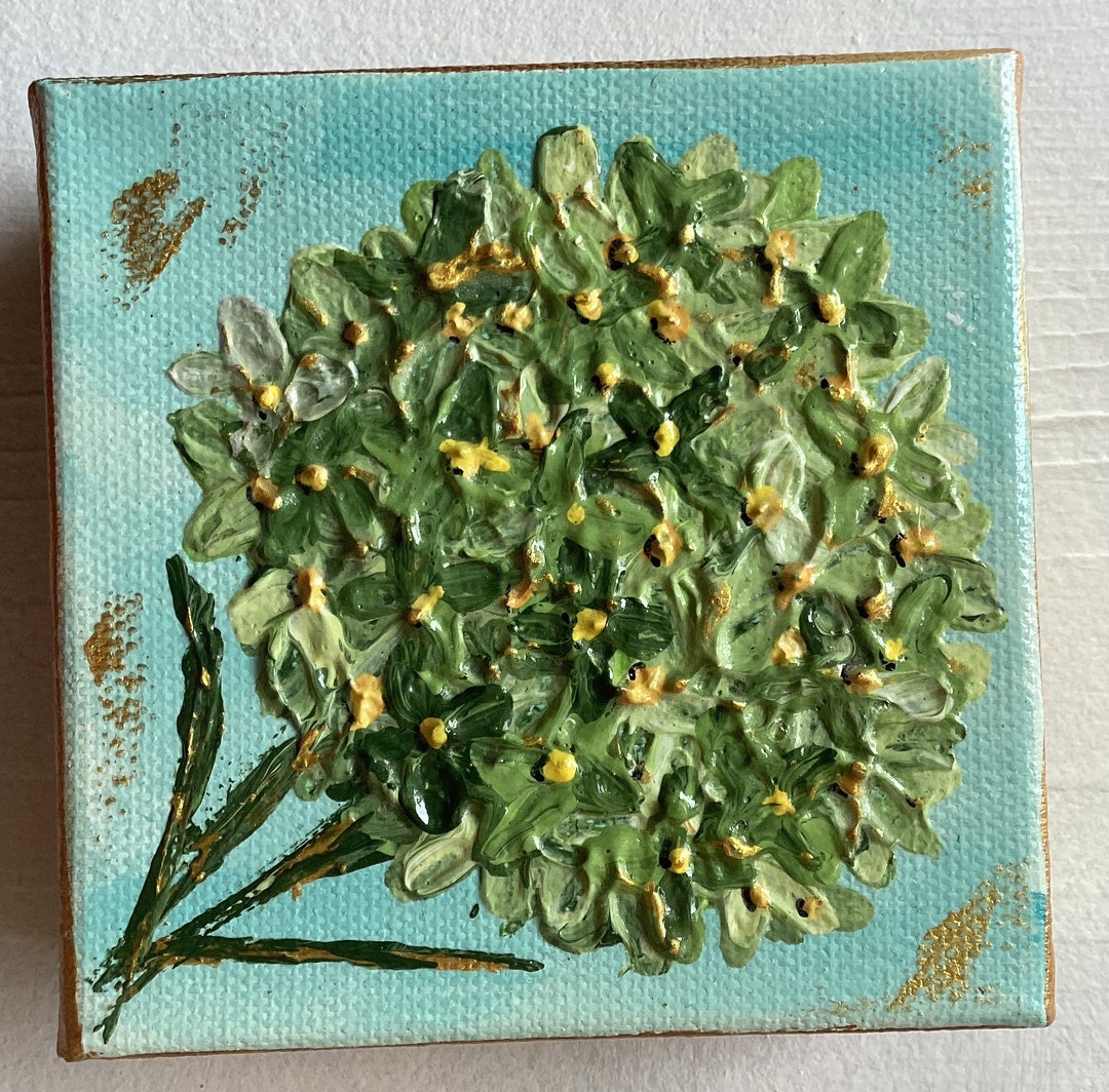Palette Knife Hydrangea Flower Painting on Canvas, Hand Painted Floral ...