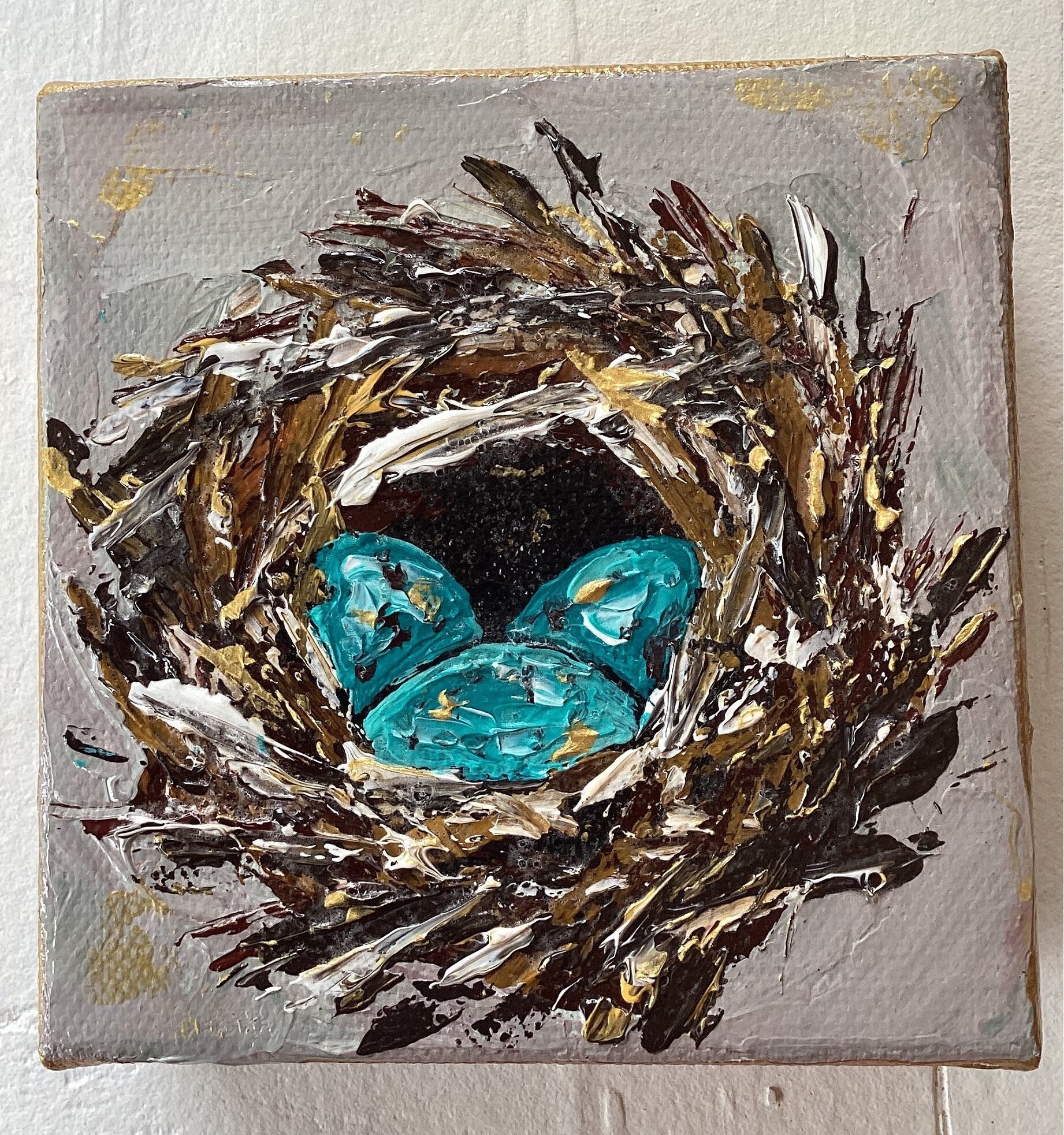 Original 4" Nest Art Painting - Bird Nest Art, Bird Nest Painting, Bird ...