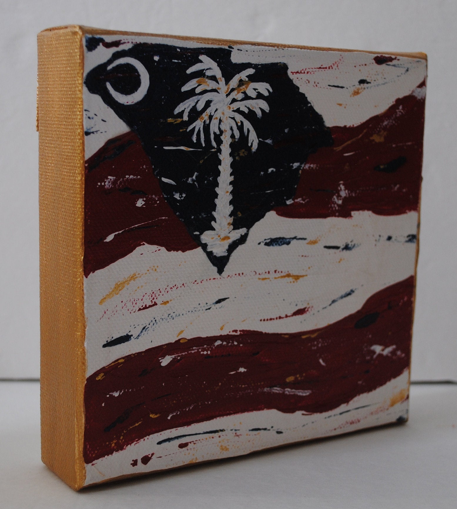 Original Flag Canvas Painting: Patriotic American Decor (6"x6") - Etsy
