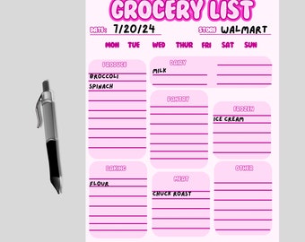 Grocery List Printable Template, Grocery Planner, Food Shopping List ...