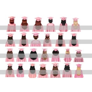 Pink Graduation Girl Clip Art, Graduation Back View, Girly Graduate ...