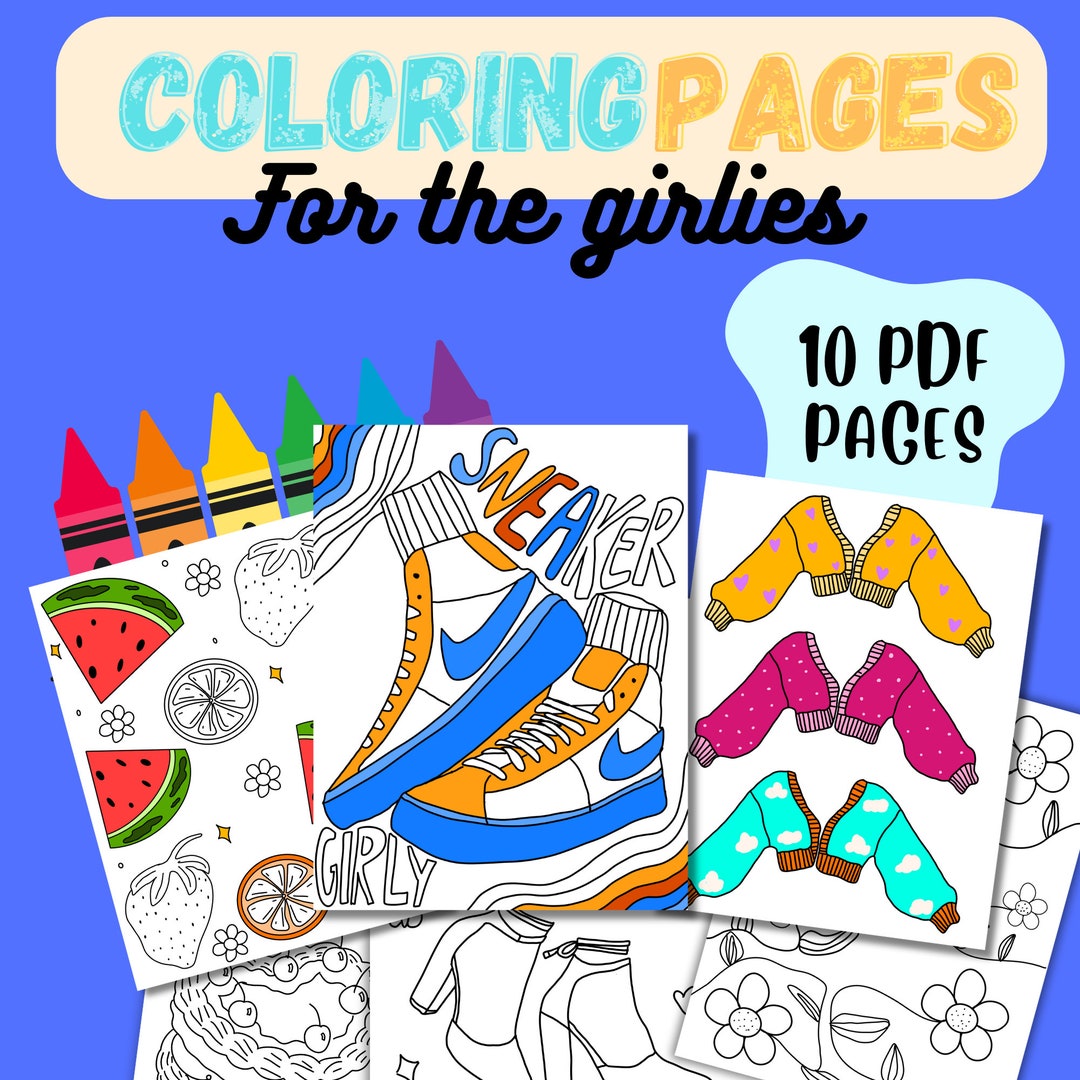 Digital Coloring Book for the Girlies, Adult Coloring Book, Digital ...