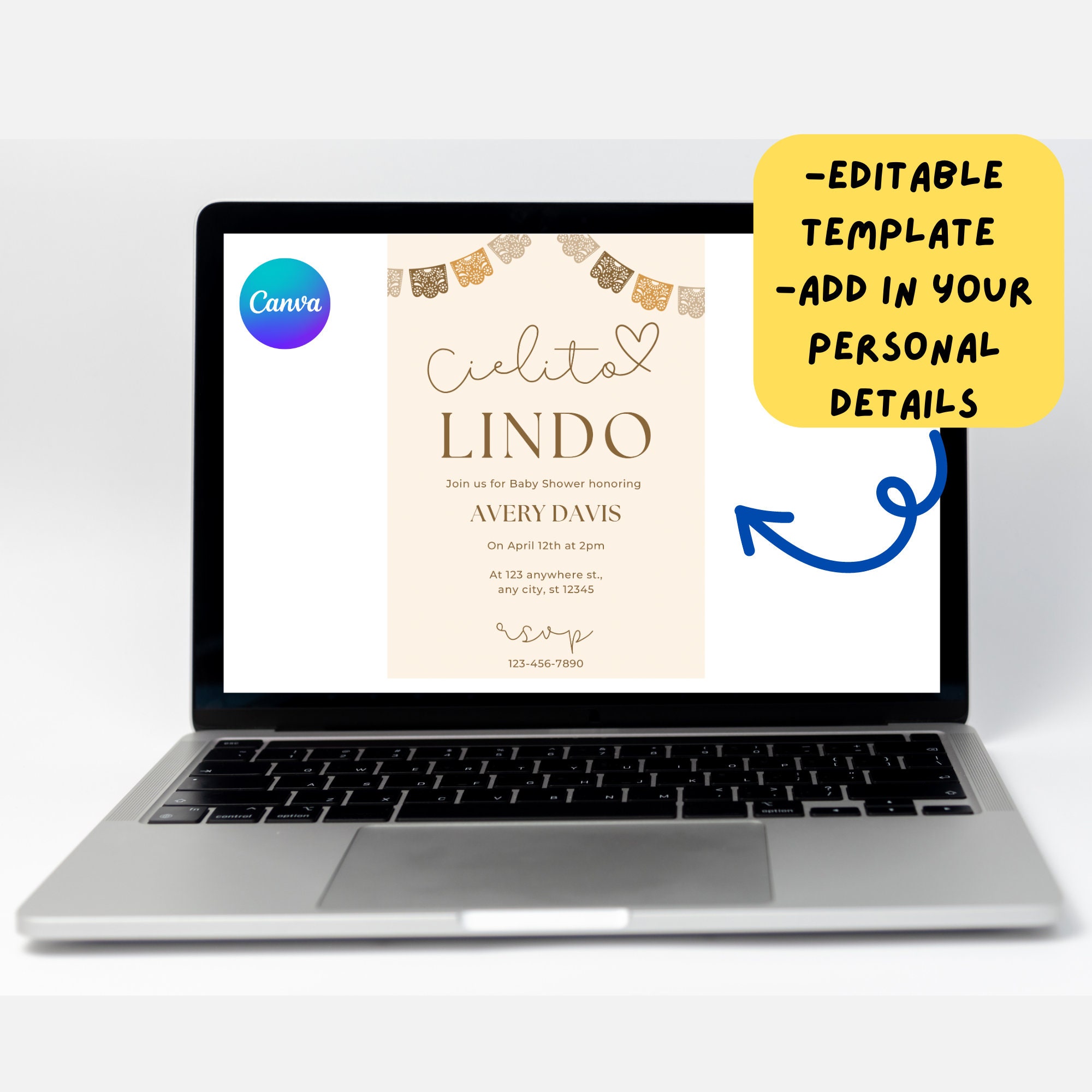 Cielito Lindo Baby Shower Invitation Template, Papel Picado Invitation ...