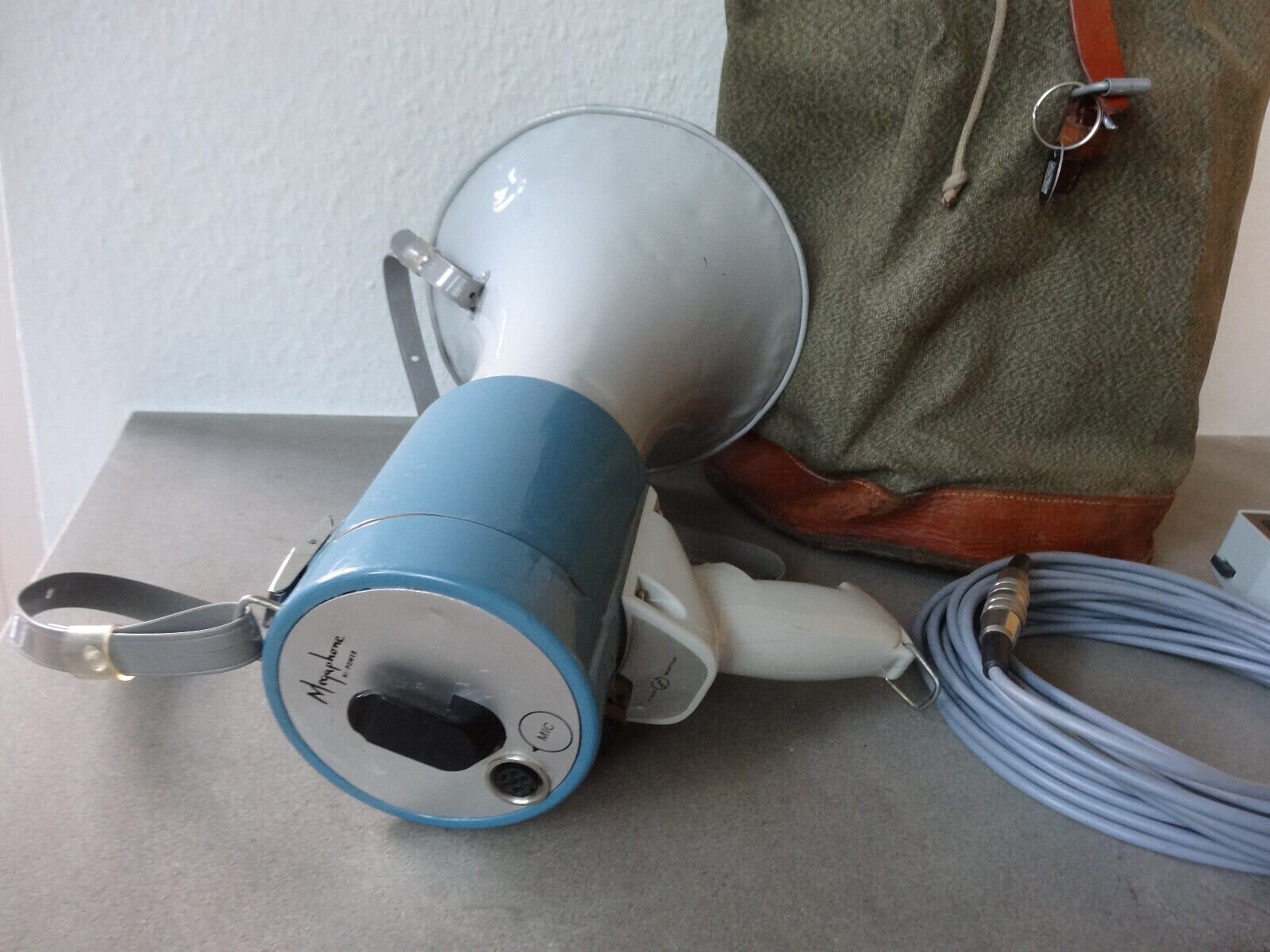 Swiss Army Military Megaphone With Salt&pepper Canvas Bag Leather ...