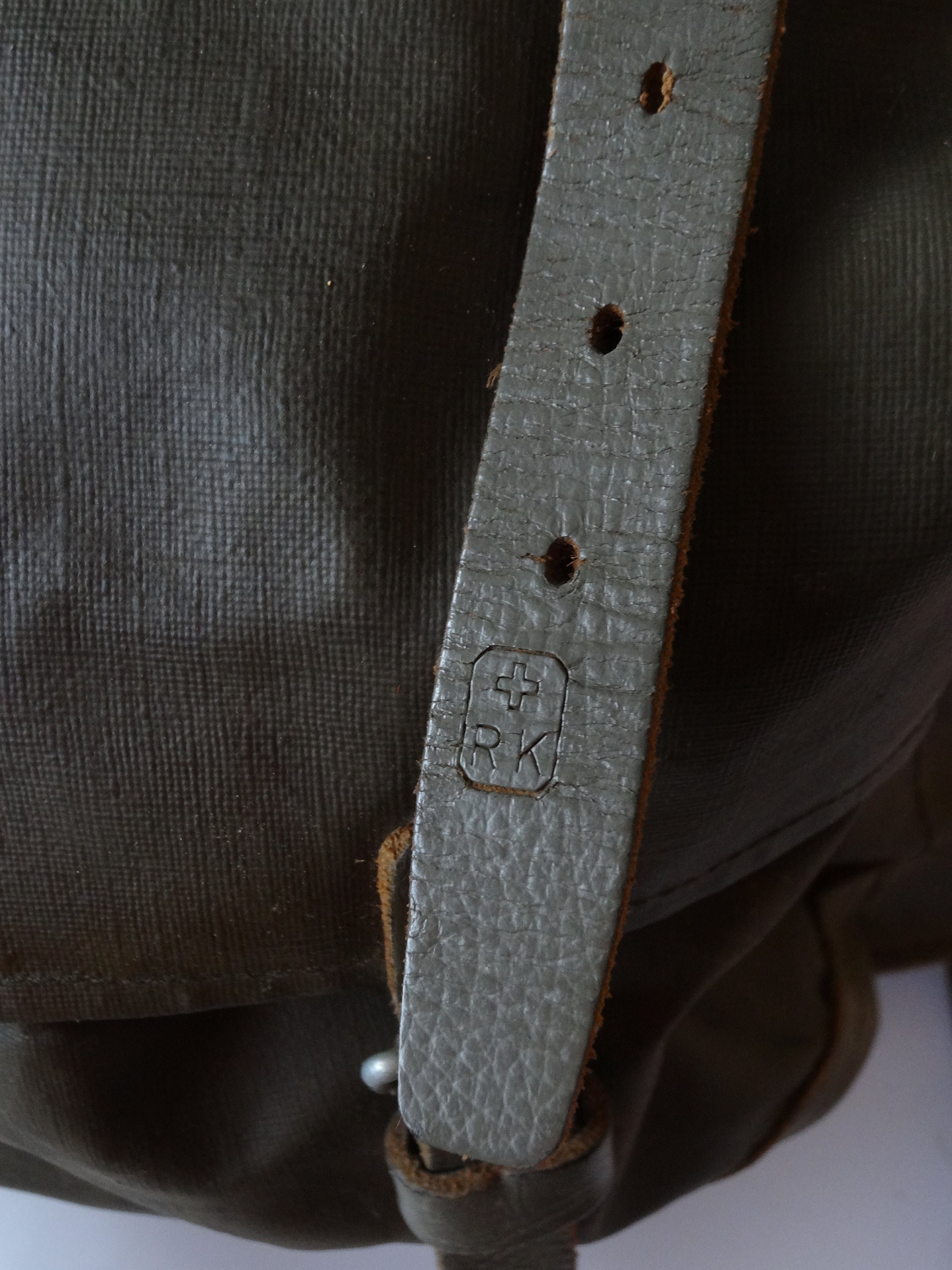 Vintage Swiss Army Rubberized Waterproof Grey Leather Military Backpack ...