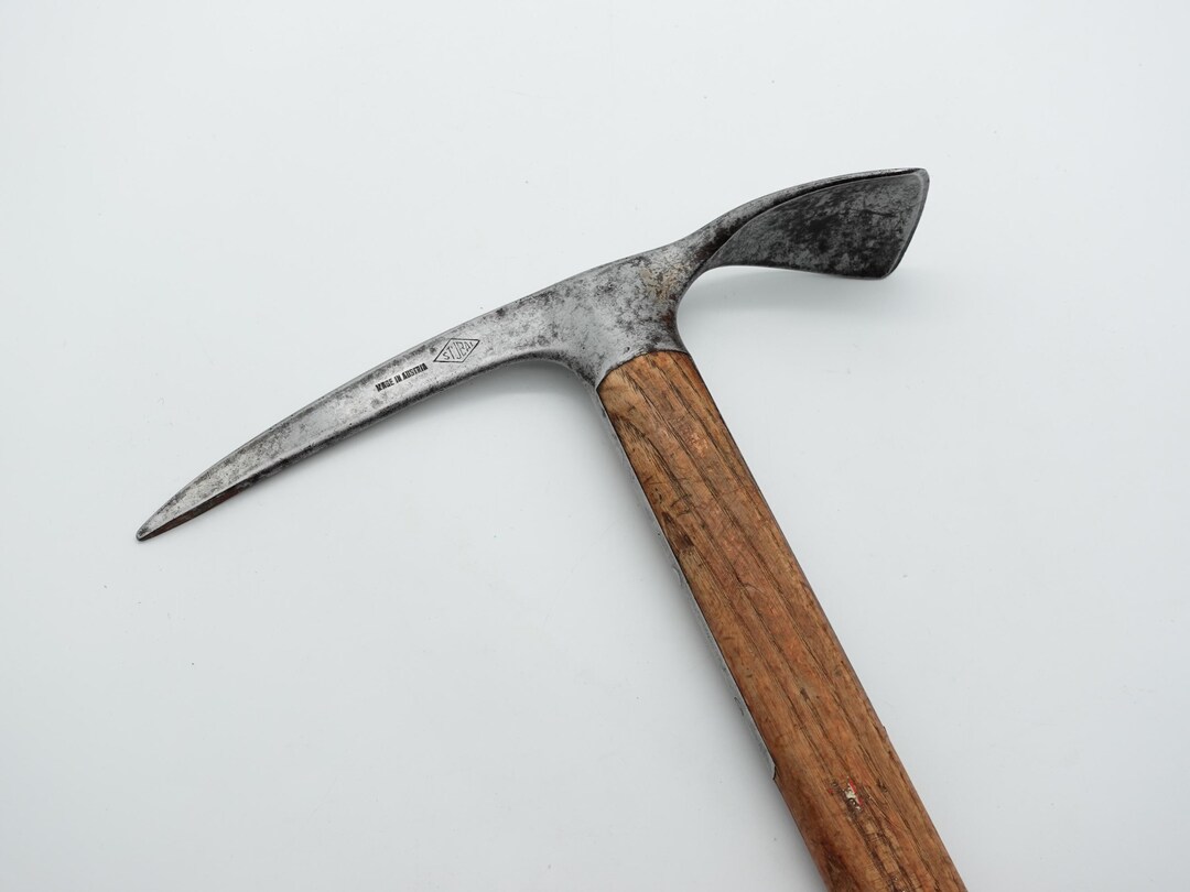 LARGE Stubai Ice Axe Swiss Army Military VTG 60s Wood 31.5 Inch 31 ...