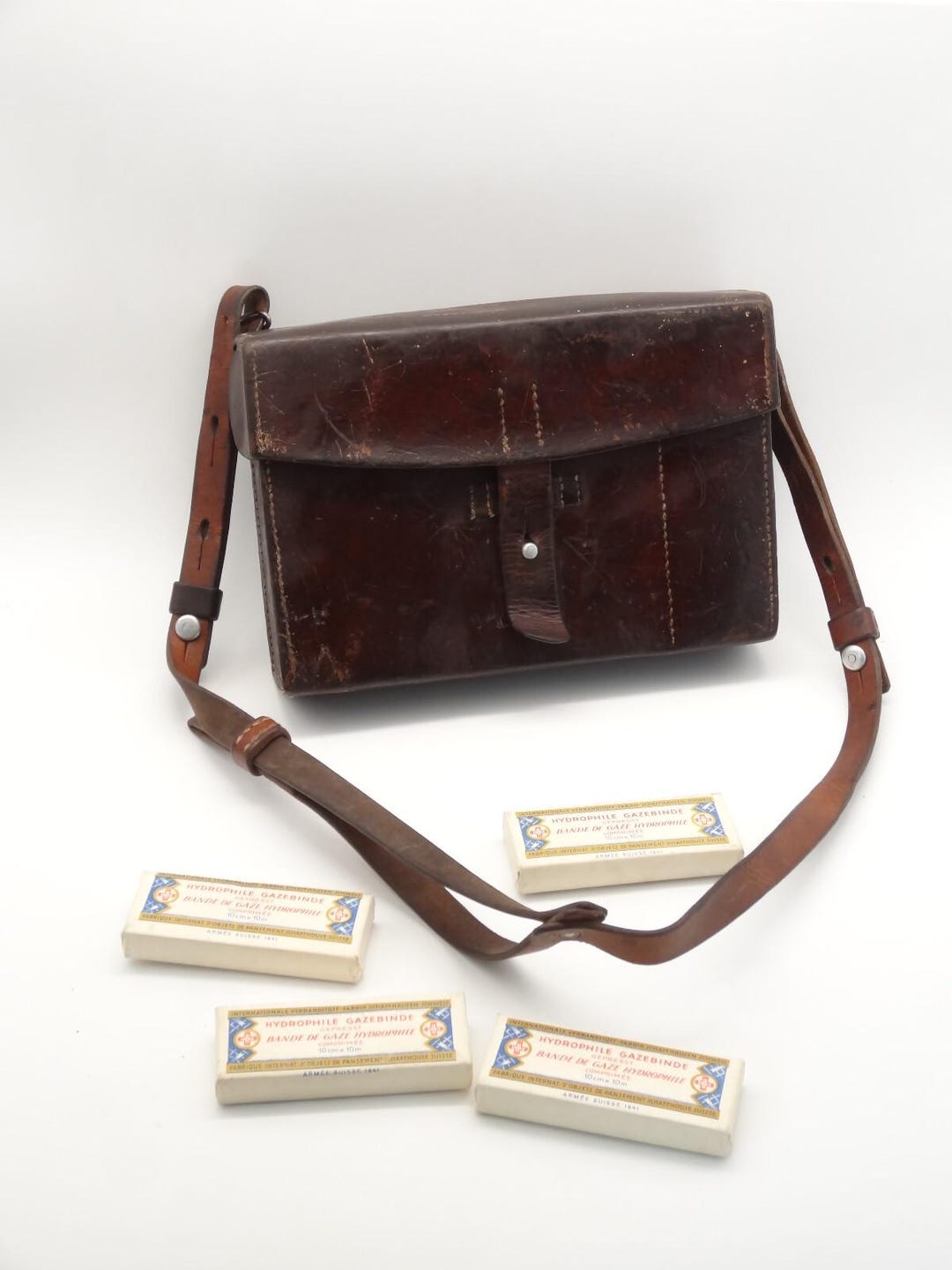 Stunning Swiss Army Military Officer Leather Bag Vintage Medic ...