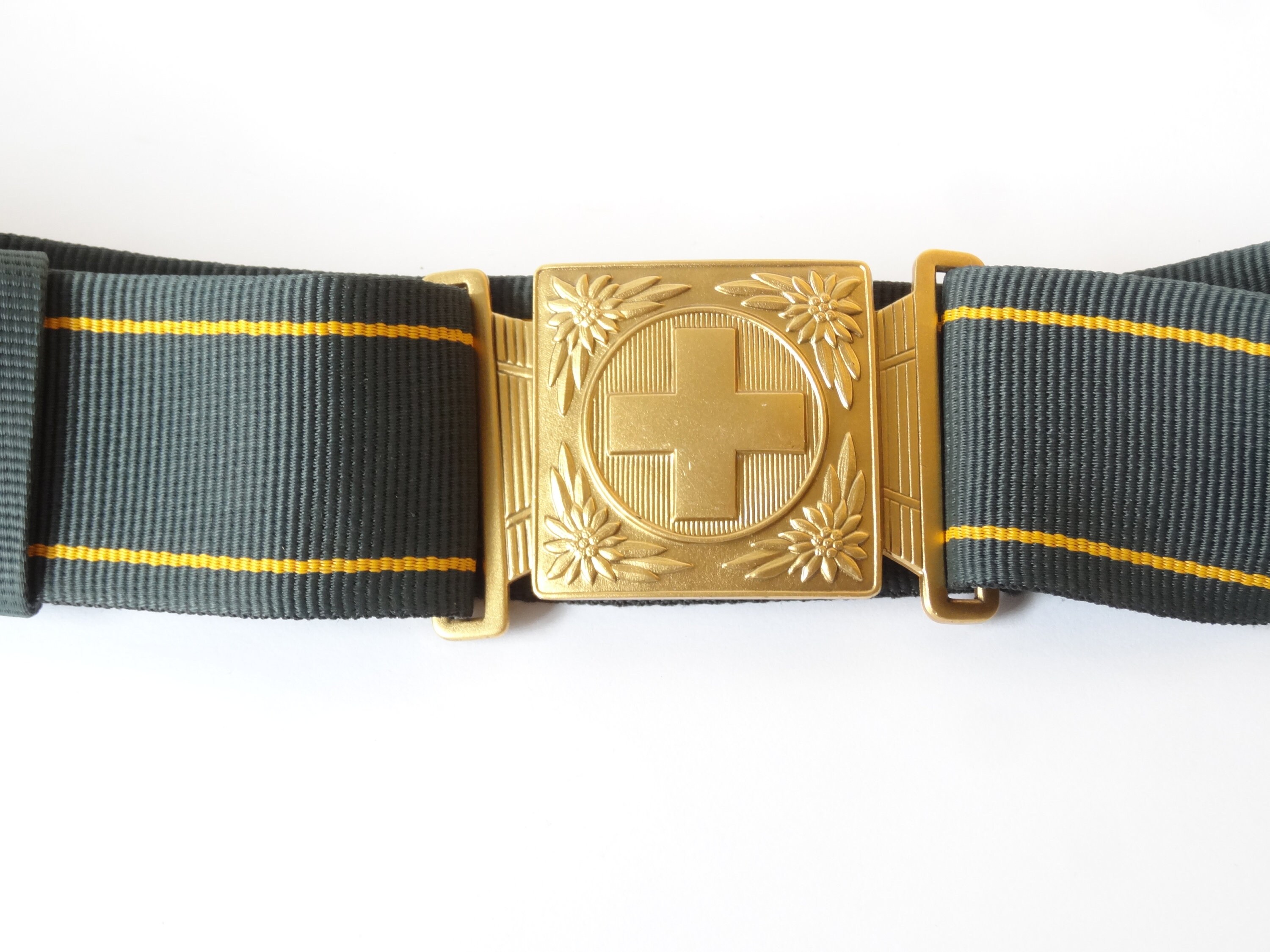 Vintage Swiss Army Military Officer Belt, Golden Edelweiss Military ...