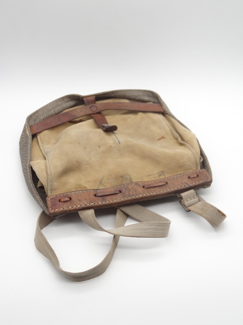 Vintage Swiss Army Military Leather Bread Bag ~1940 Handmade Satchel ...