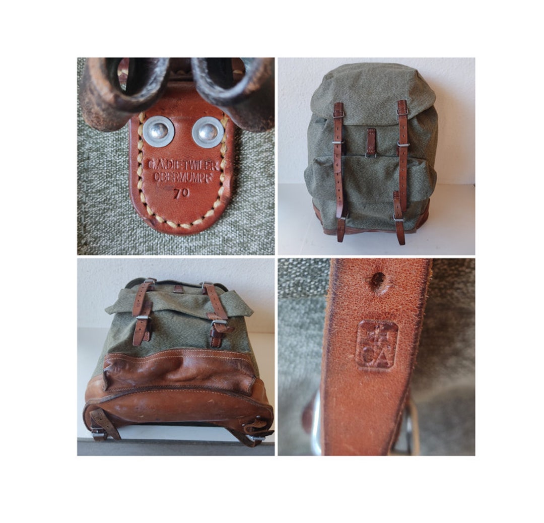 Swiss Army Military Backpack Rucksack 1970 Canvas Salt & Pepper ...