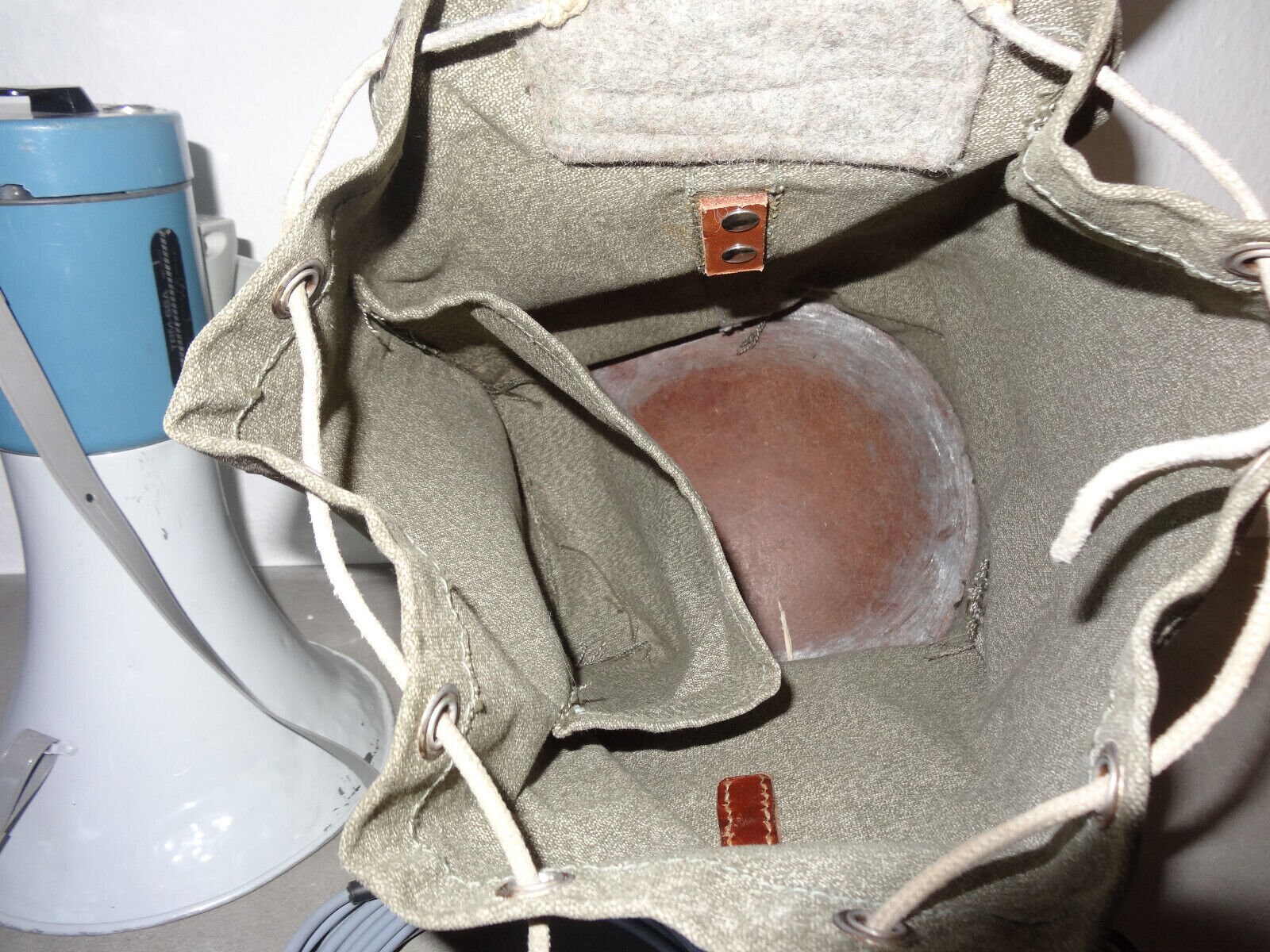 Swiss Army Military Megaphone With Salt&pepper Canvas Bag Leather ...