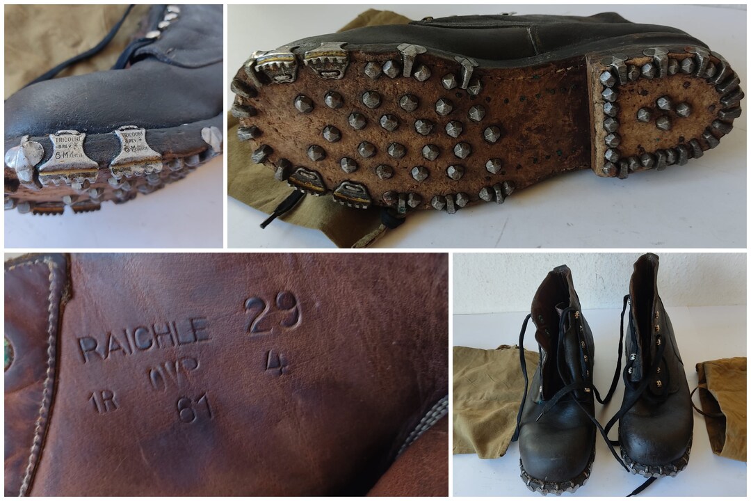 WWII Swiss Army Mountain Hobnail Boots Shoes Size US 12 EUR 46 Made ...