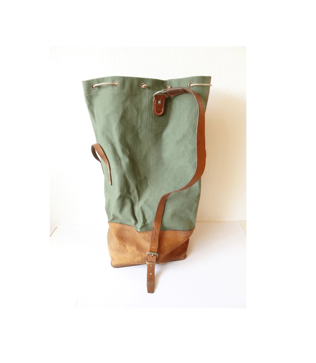 Swiss Army Military Sea Bag Backpack Canvas Leather Seesack 1968 ...