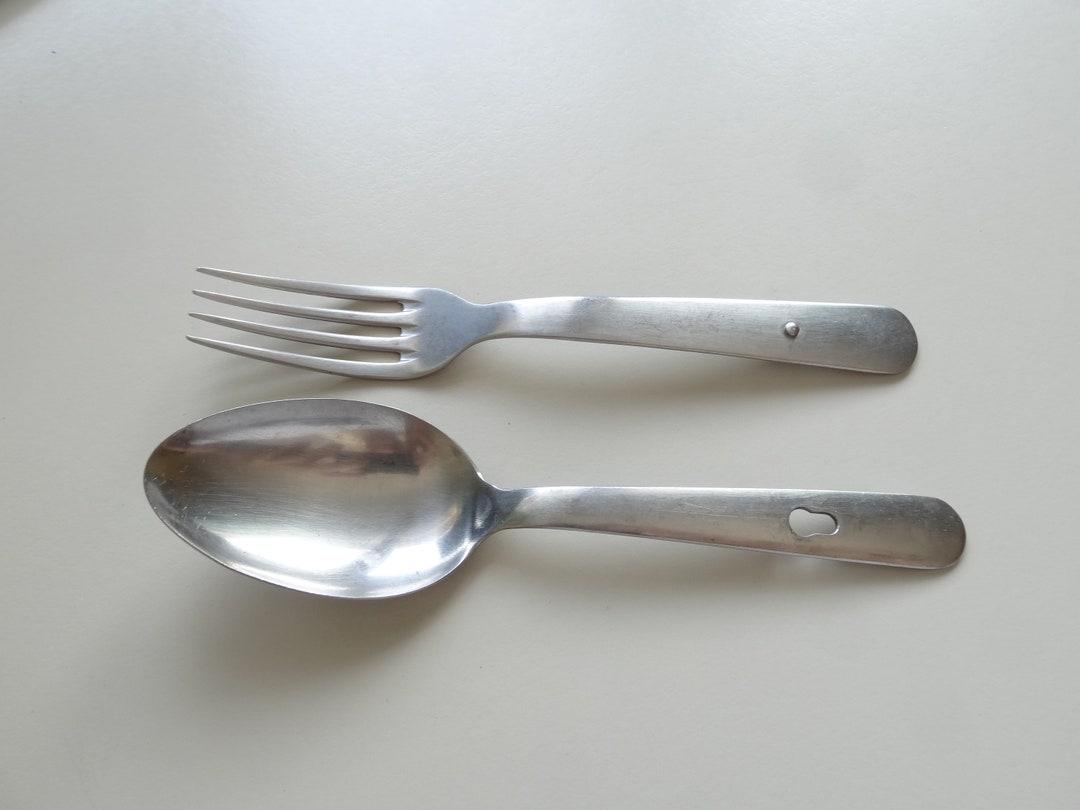 SWISS Army Military 1957 Cutlery Set WENGERINOX Switzerland Fork+spoon ...