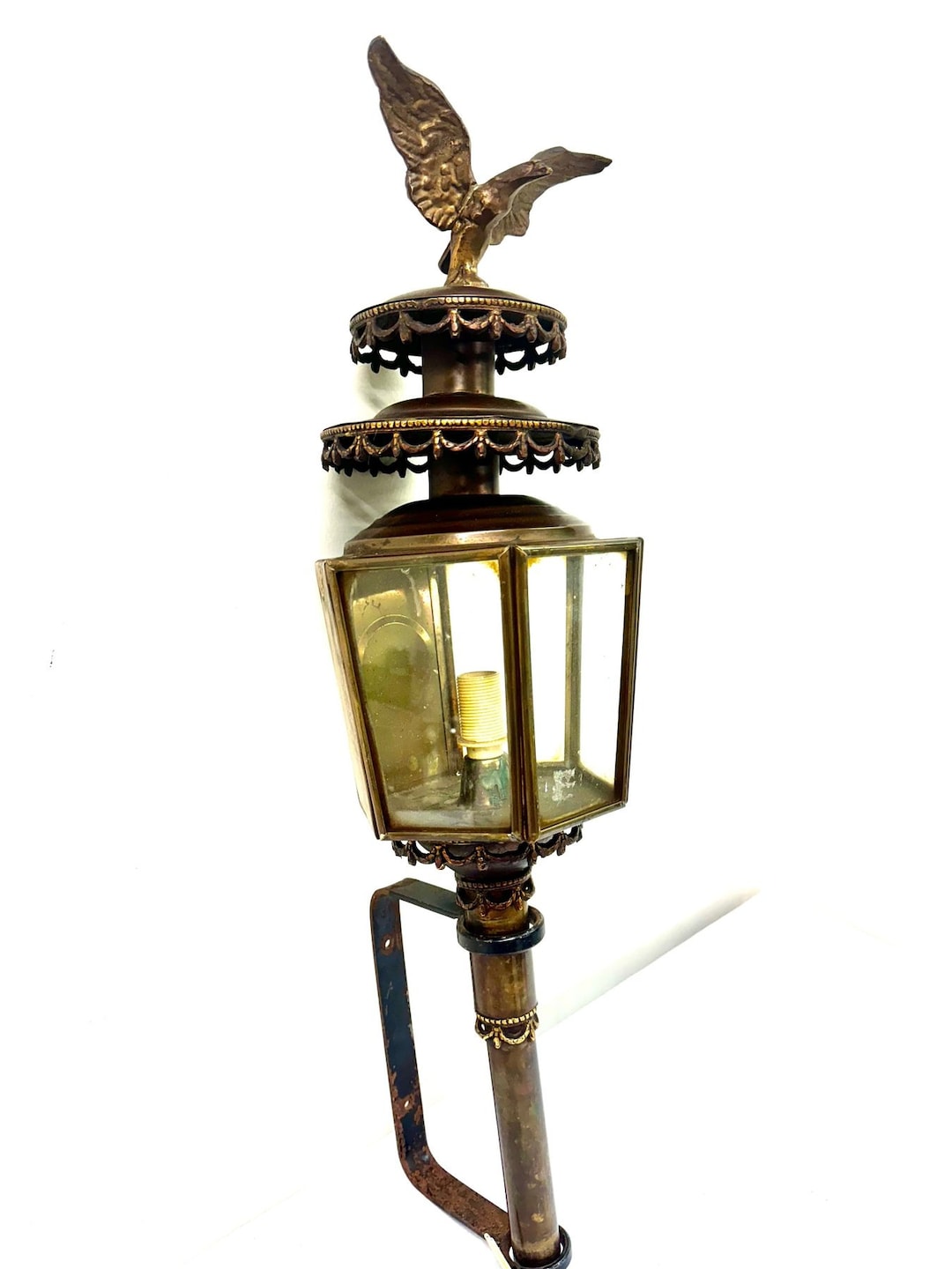 Old Large Brass Carriage Lamp With Eagle at the Top Early 20th Century ...
