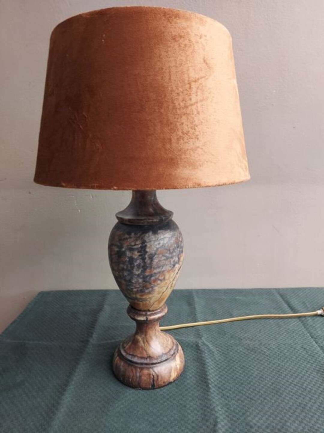 Stylish Table Lamp With Alabaster Base and Velour Shade. - Etsy