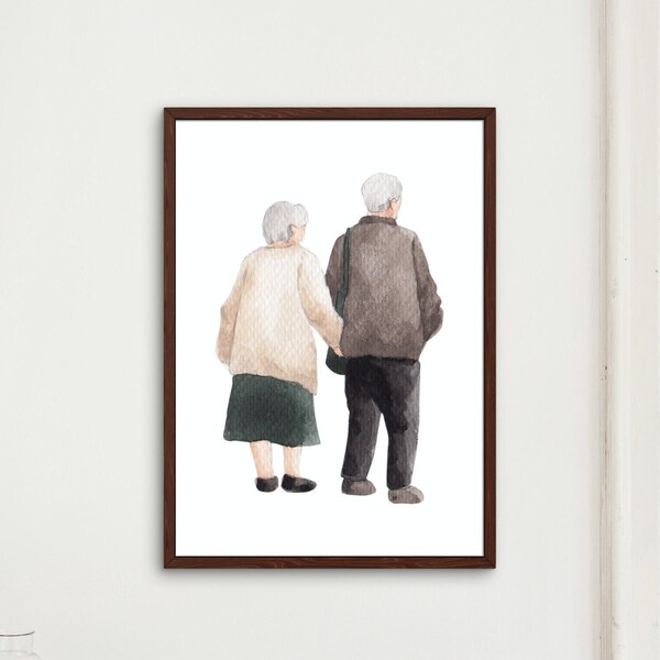 Vintage Old Couple Painting - Etsy
