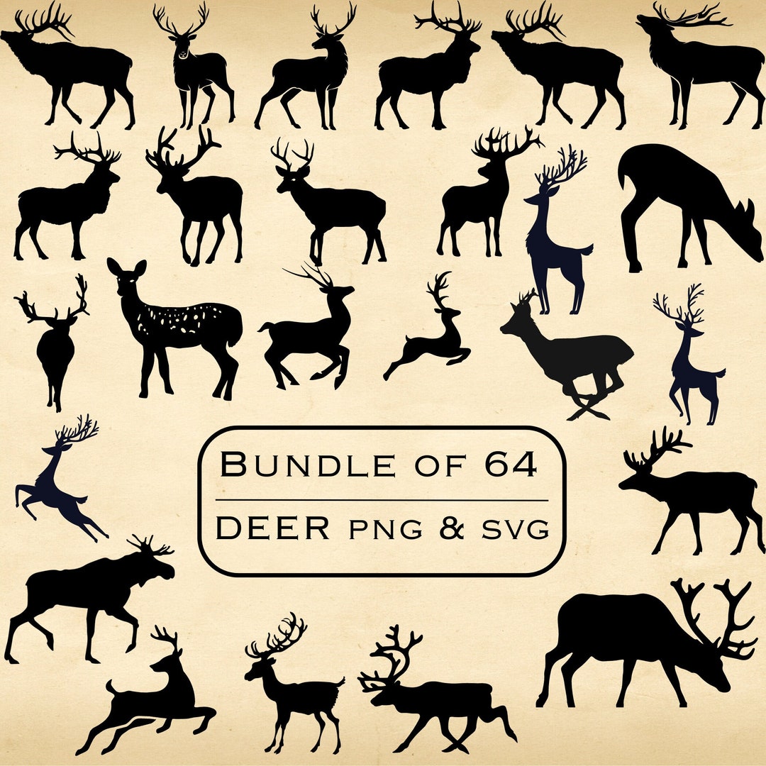 Deer Bundle Svg Silhoutte 64 Deer Svg Deer Png Nature Deer Svg File ...