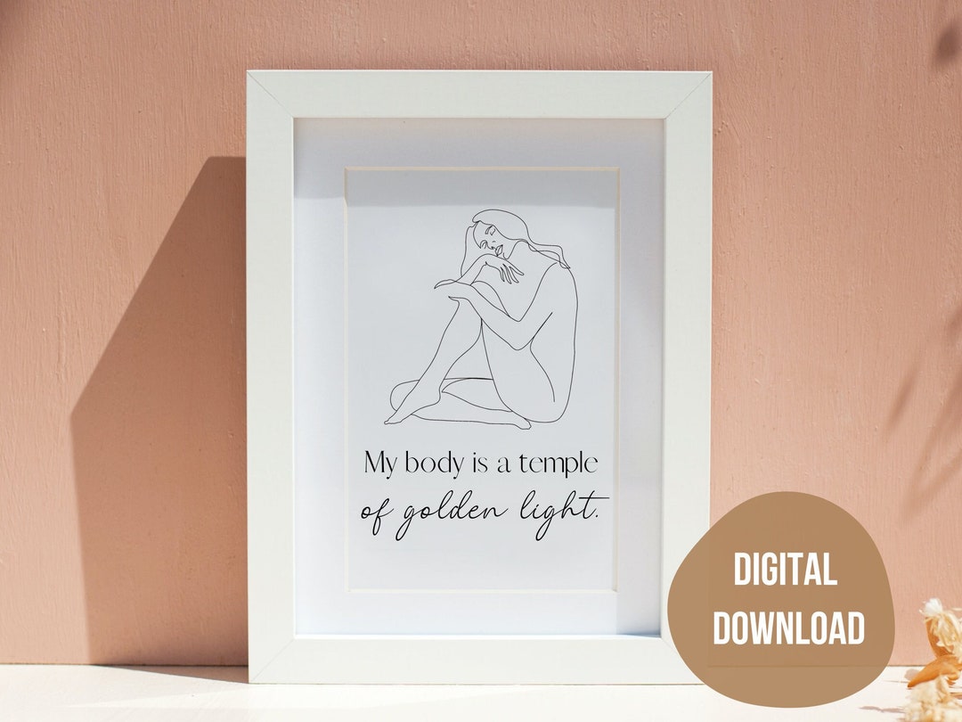 My Body is a Temple of Golden Light Body Positivity Affirmation, Body ...