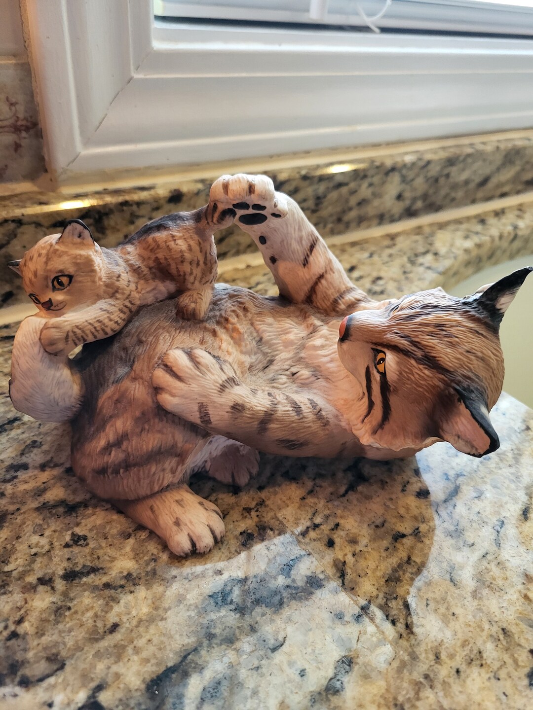 Vintage Ceramic Handpainted Bobcat Cat and Kitten Playing Figurine - Etsy
