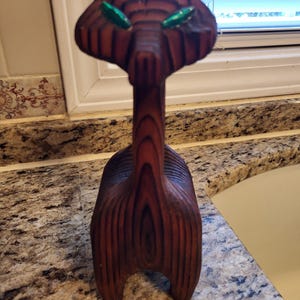 Hand Carved Wooden Witco Tiki Cat Figurine - Etsy