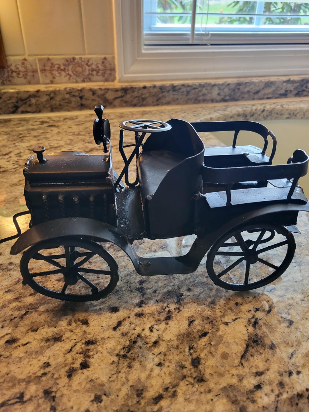 Antique Black Welded Metal Car - Etsy