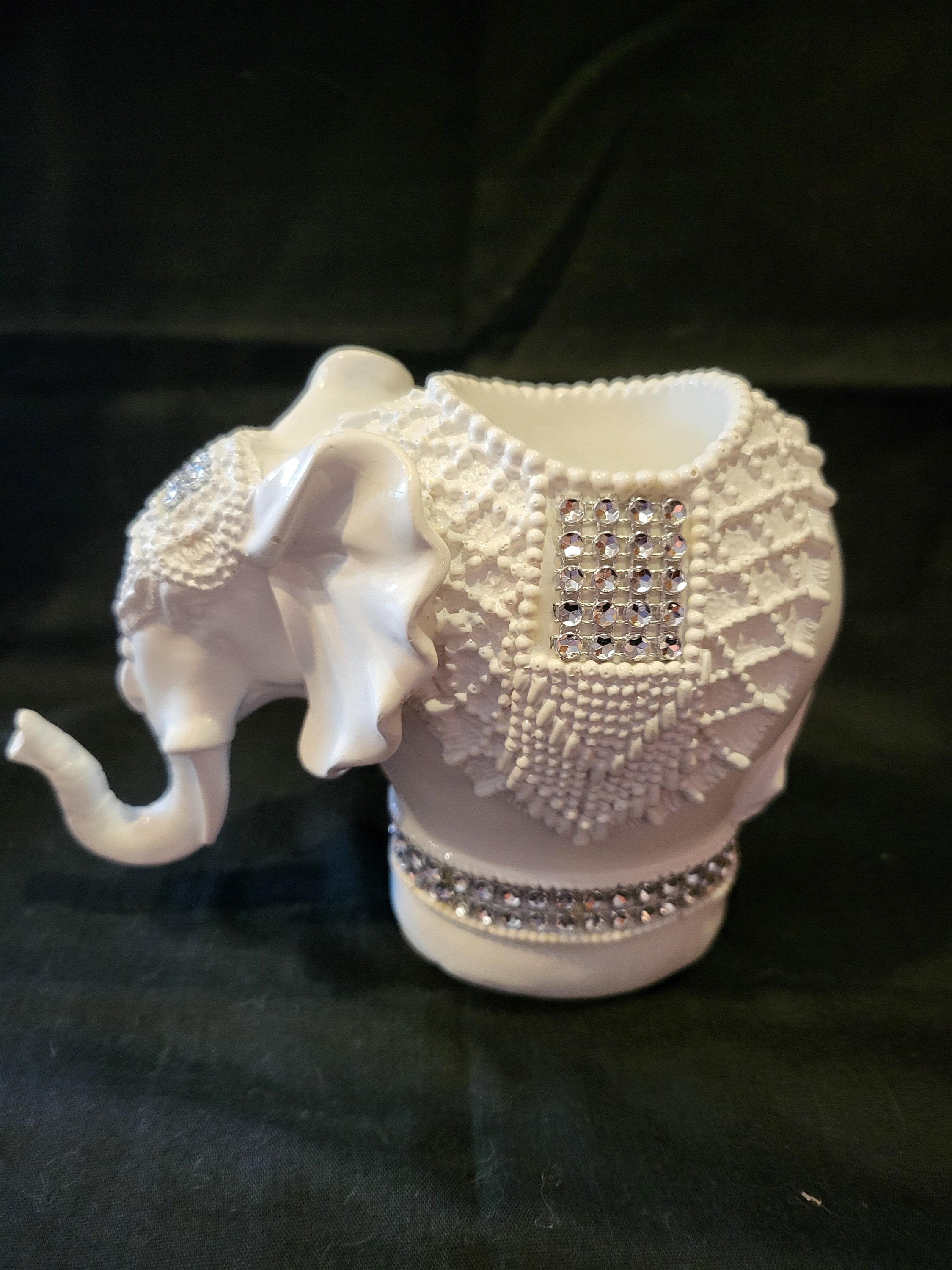 White Etched Elephant Home Decor Art - Etsy